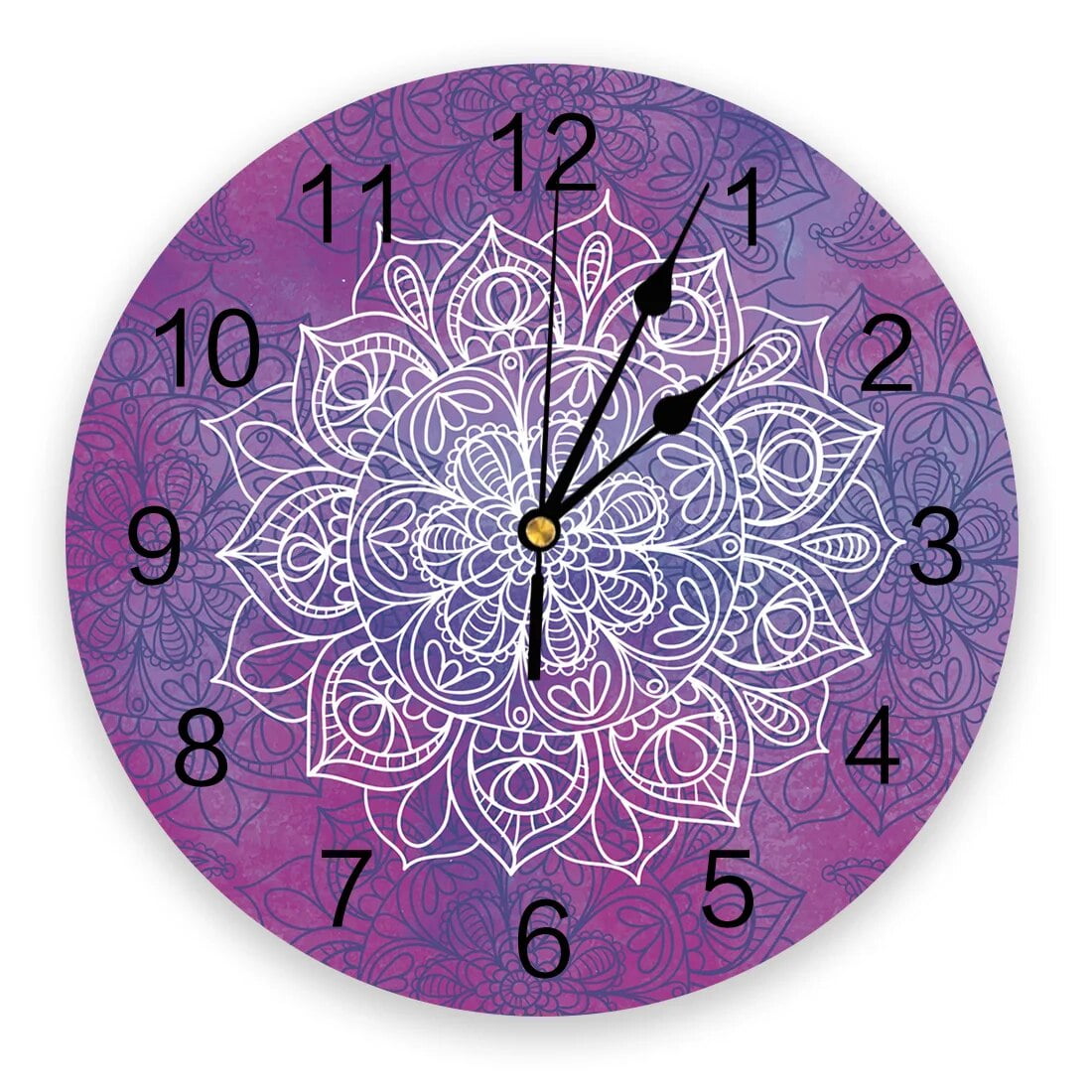 Turquoise And White Mandala Wall Clock Large Modern Kitchen Dinning ...