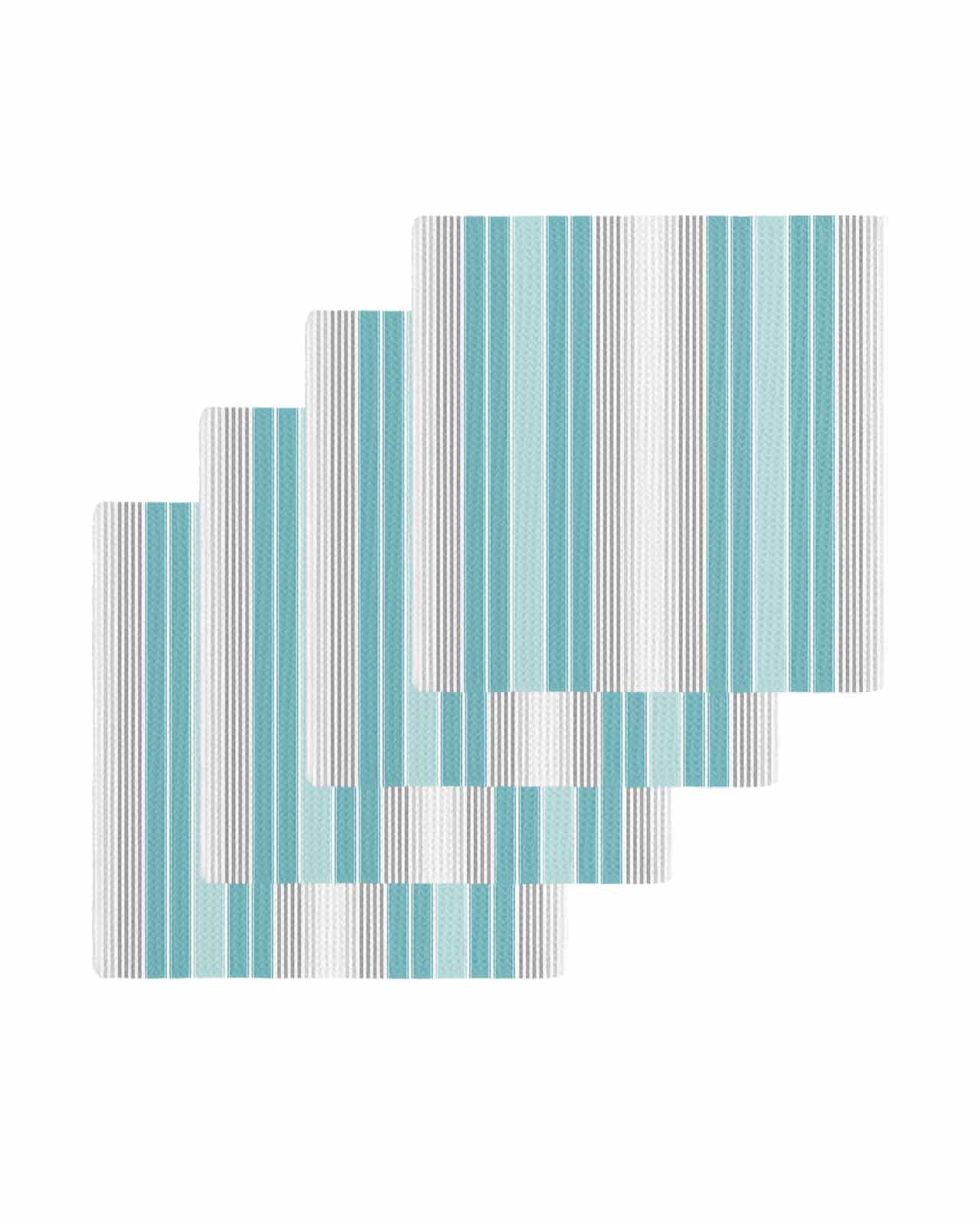Turquoise Aqua Stripes Kitchen Dish Towels for Drying Dishes Set of 4 ...