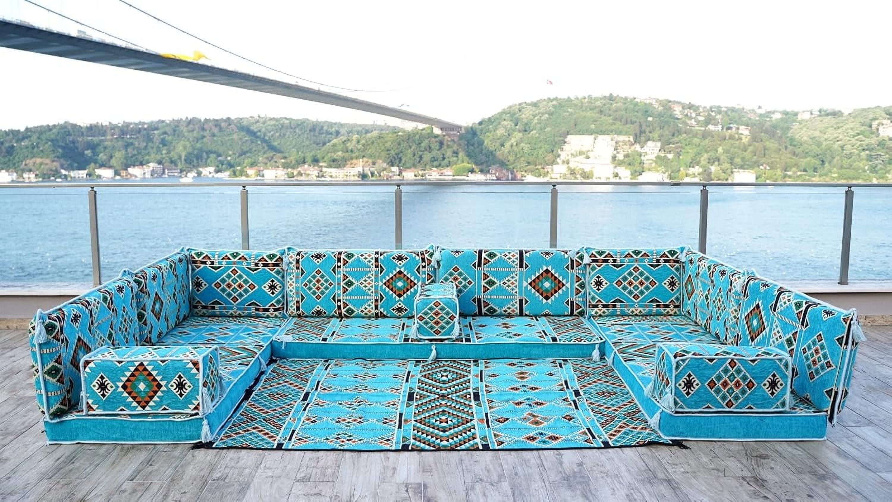 Turquoise Arabic Floor Pillows, Sleeper Sofa, Diwan Sofa, Turkish Sofa ...