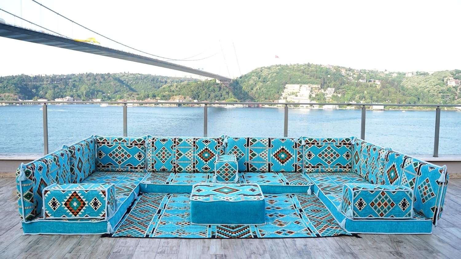 Turquoise Arabic Floor Pillows, Sleeper Sofa, Diwan Sofa, Turkish Sofa ...