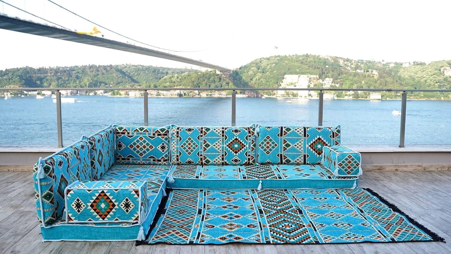 Turquoise Arabic Floor Pillows, Sleeper Sofa, Diwan Sofa, Turkish Sofa ...
