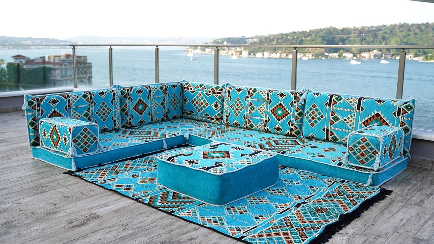 Turquoise Arabic Floor Pillows, Sleeper Sofa, Diwan Sofa, Turkish Sofa ...