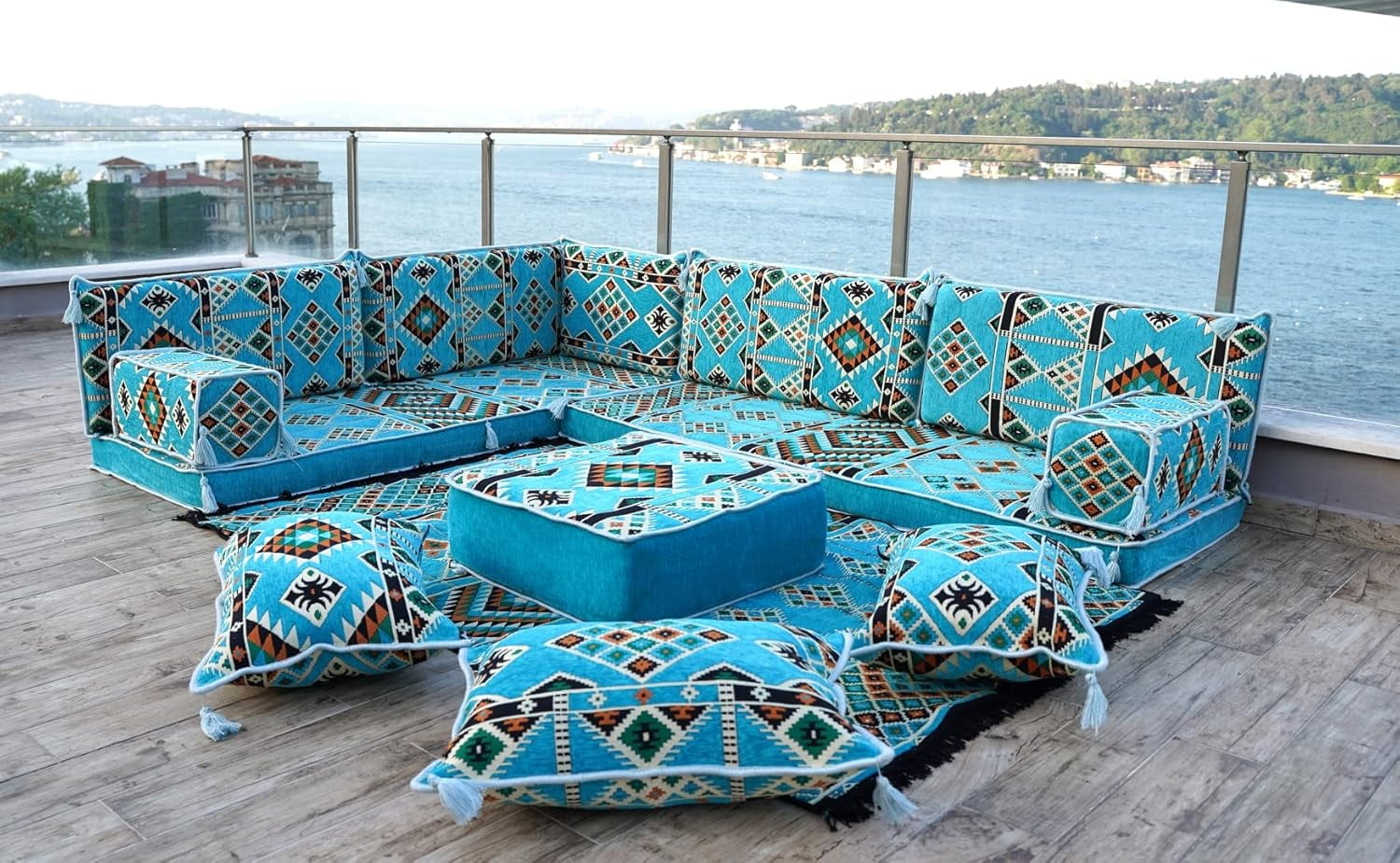 Turquoise Arabic Floor Pillows, Sleeper Sofa, Diwan Sofa, Turkish Sofa ...