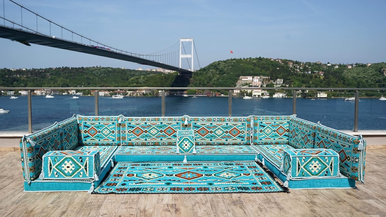 Turquoise Arabic Floor Pillows, Sofa Bed, Sleeper Sofa, Floor Seating ...