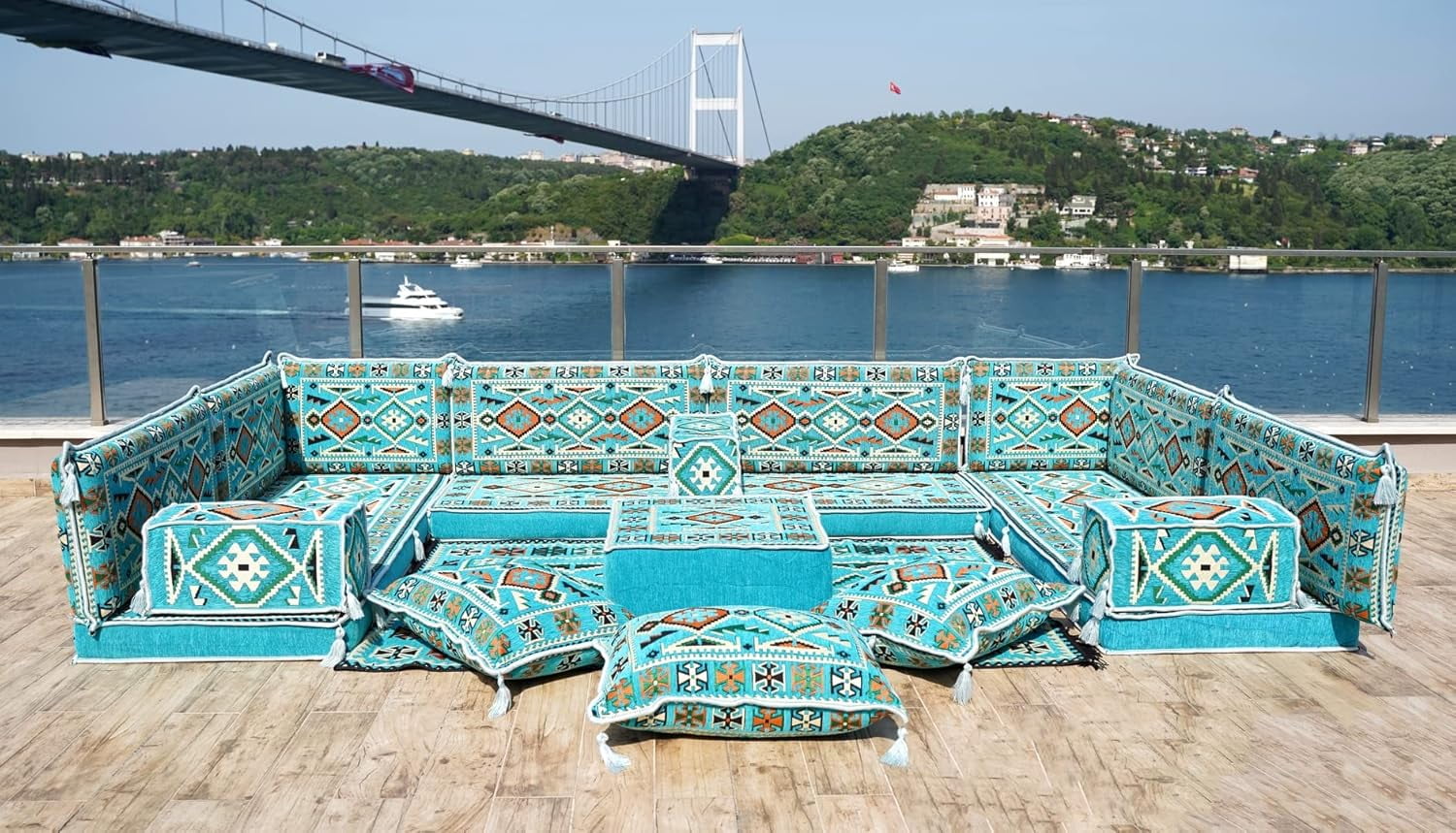 Turquoise Arabic Floor Pillows, Sofa Bed, Sleeper Sofa, Floor Seating ...
