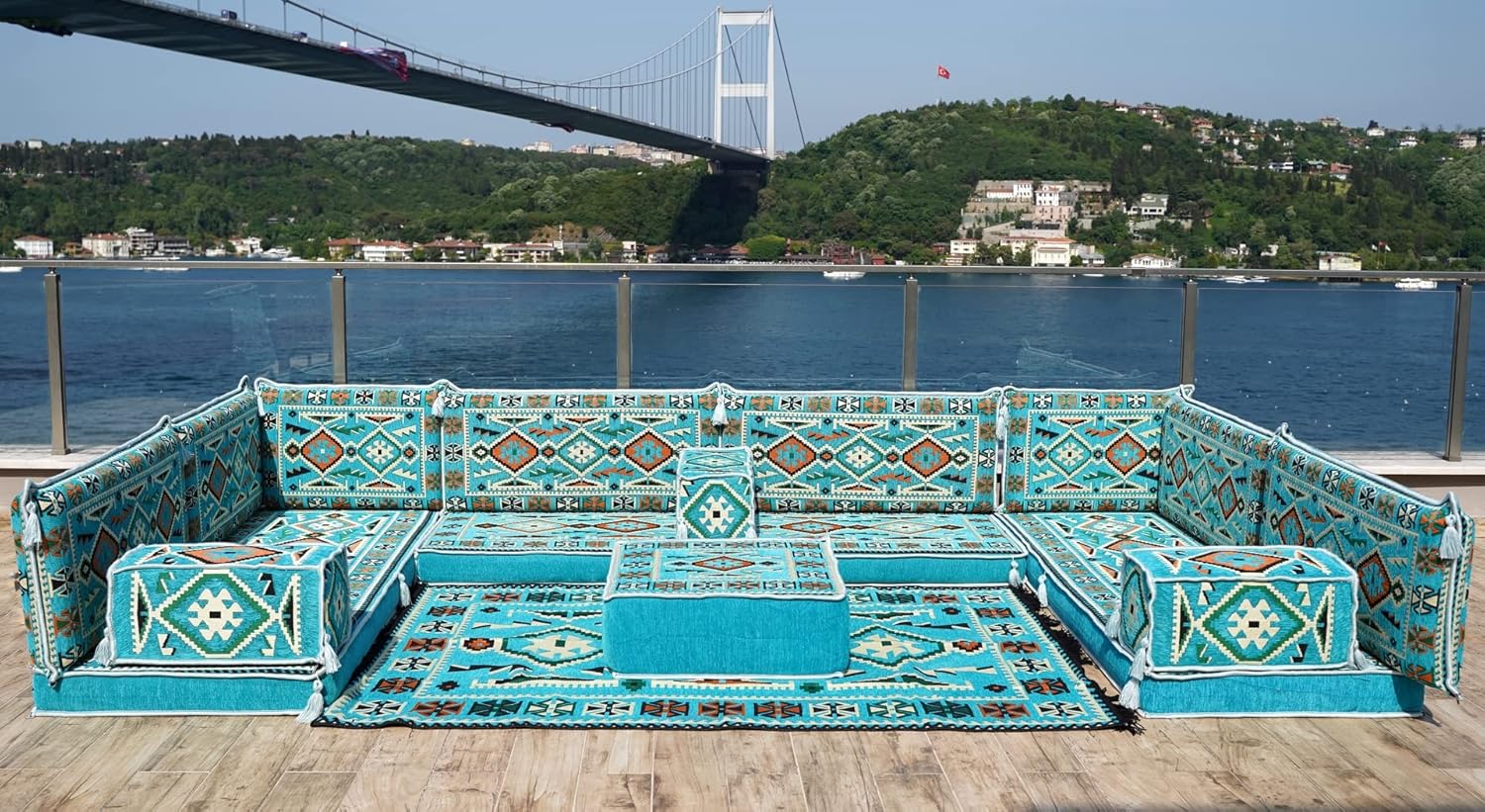 Turquoise Arabic Floor Pillows, Sofa Bed, Sleeper Sofa, Floor Seating ...