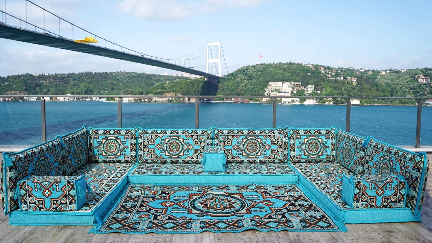 Turquoise Arabic Modular Sofa, Arabic Floor Seating, Turkish Sofa ...