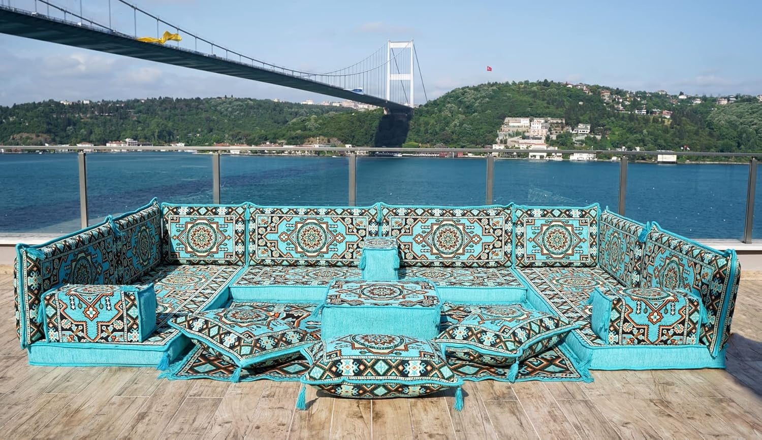 Turquoise Arabic Modular Sofa, Arabic Floor Seating, Turkish Sofa ...