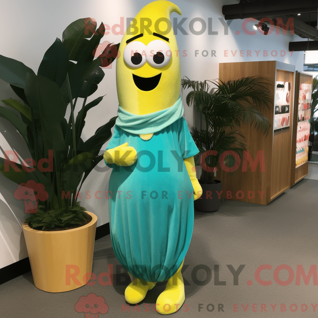 Turquoise Baa REDBROKOLY mascot costume character dressed with a Maxi ...