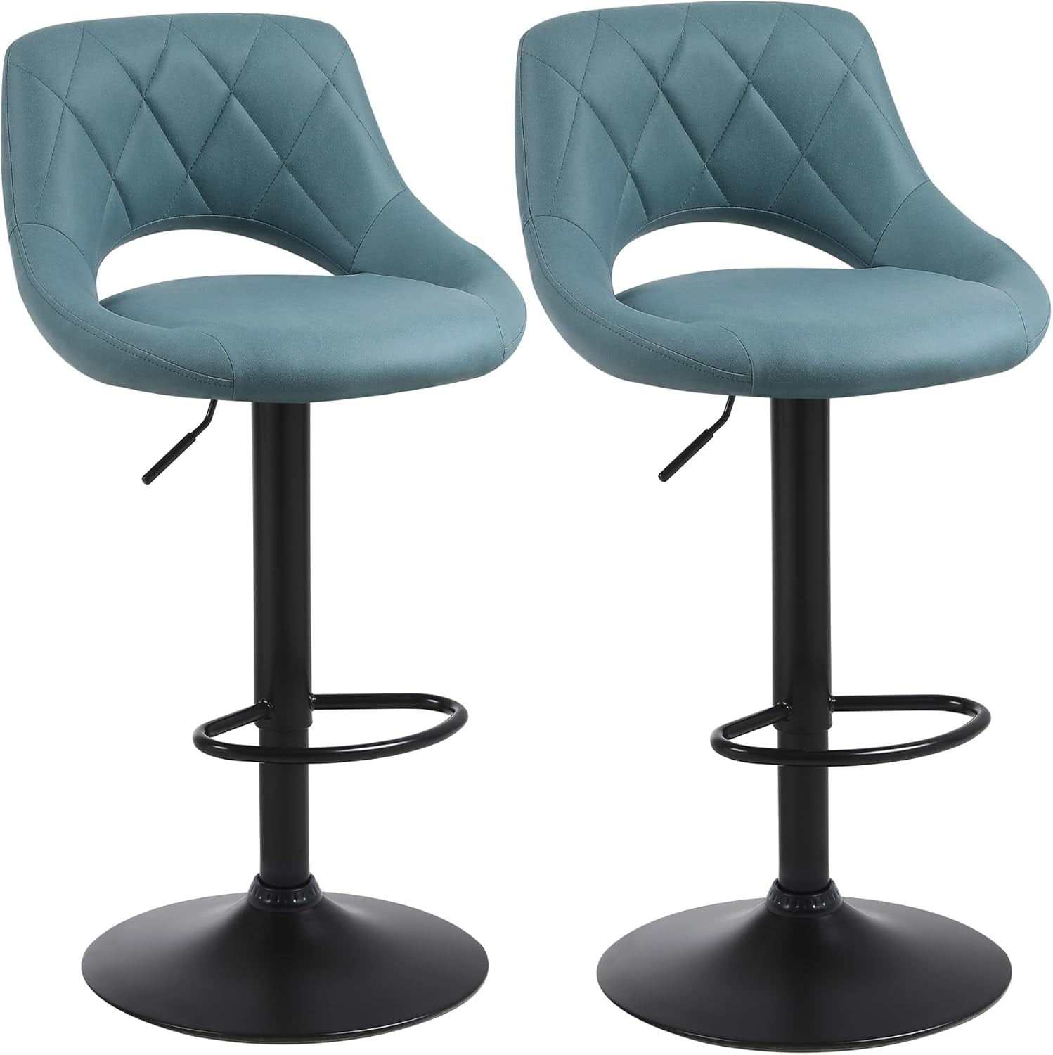 Turquoise Bar Stools Set of 2,Modern Swivel Bar Chairs,Adjustable Faux ...