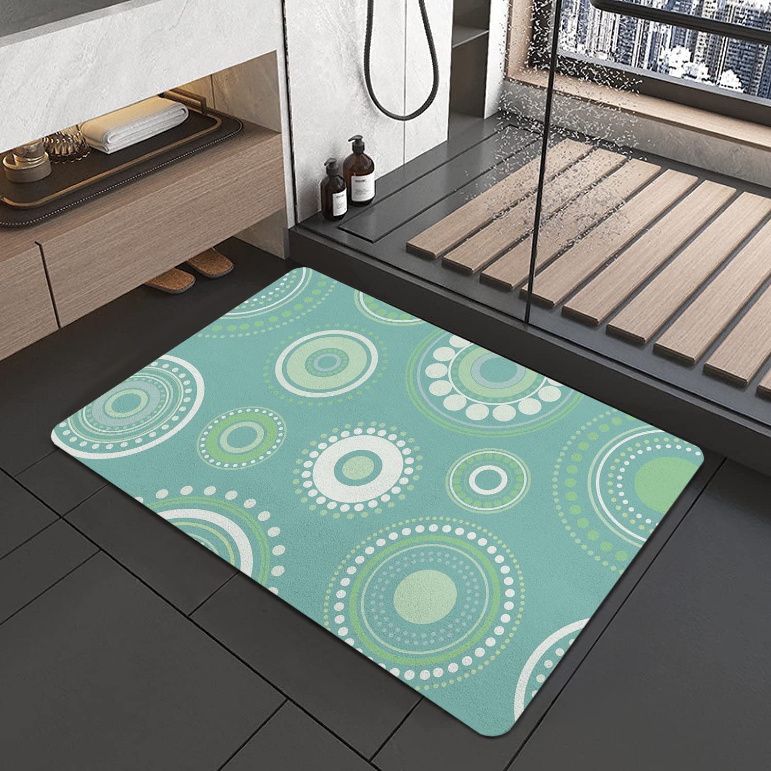 Turquoise Bath Mat 20"x32" Non Slip Quick Dry Super Water Absorbent ...