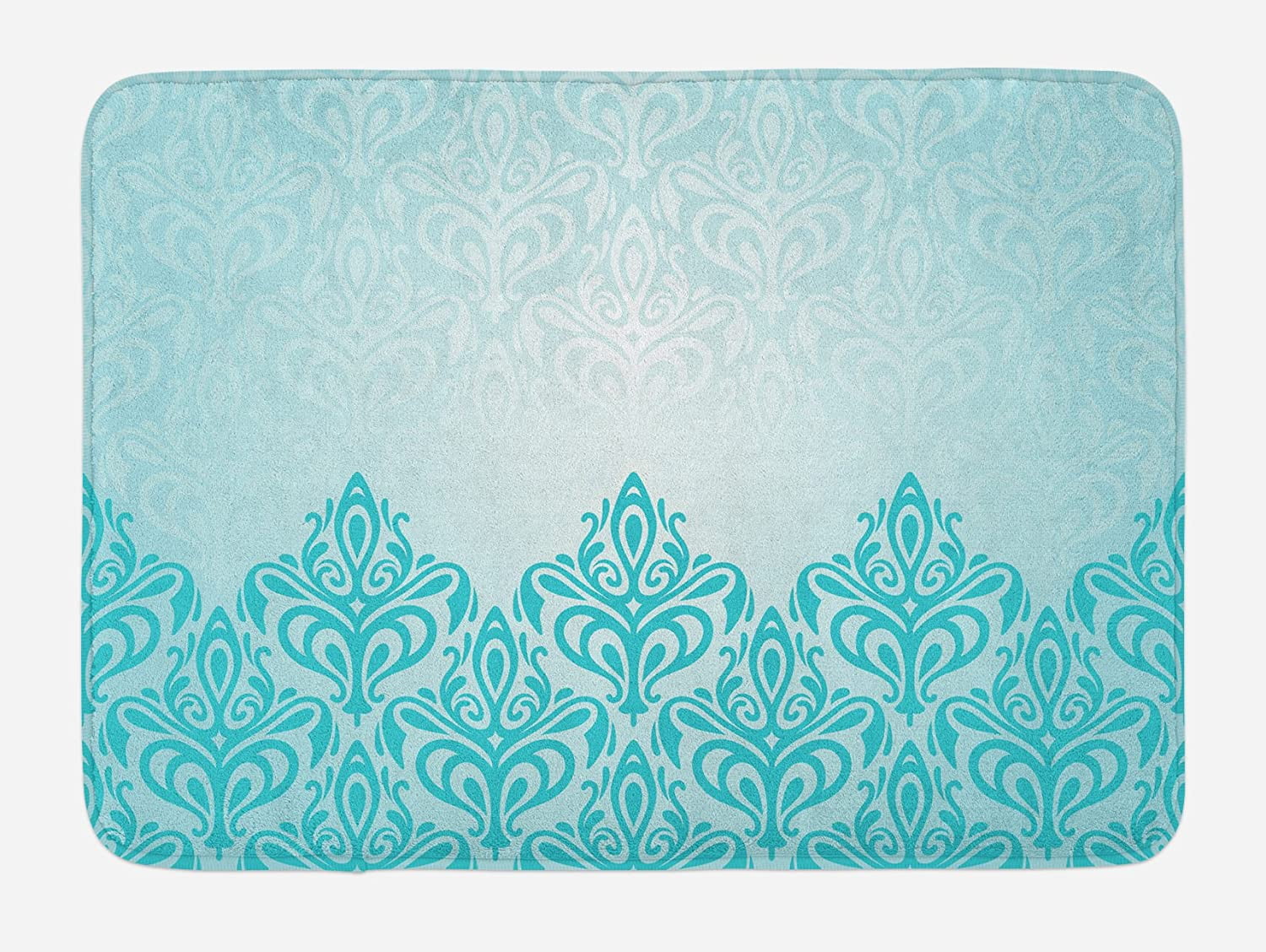 Turquoise Bath Mat, Retro Style Medieval European Victorian Gradient ...