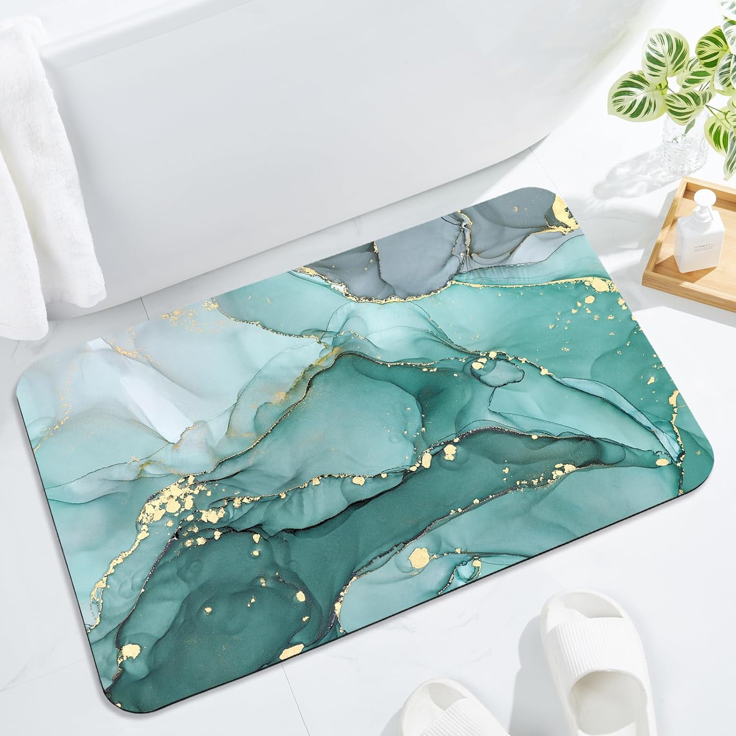 Turquoise Bath Rugs 24"X16" Doormat Carpet For Bathroom Home Tub Living ...