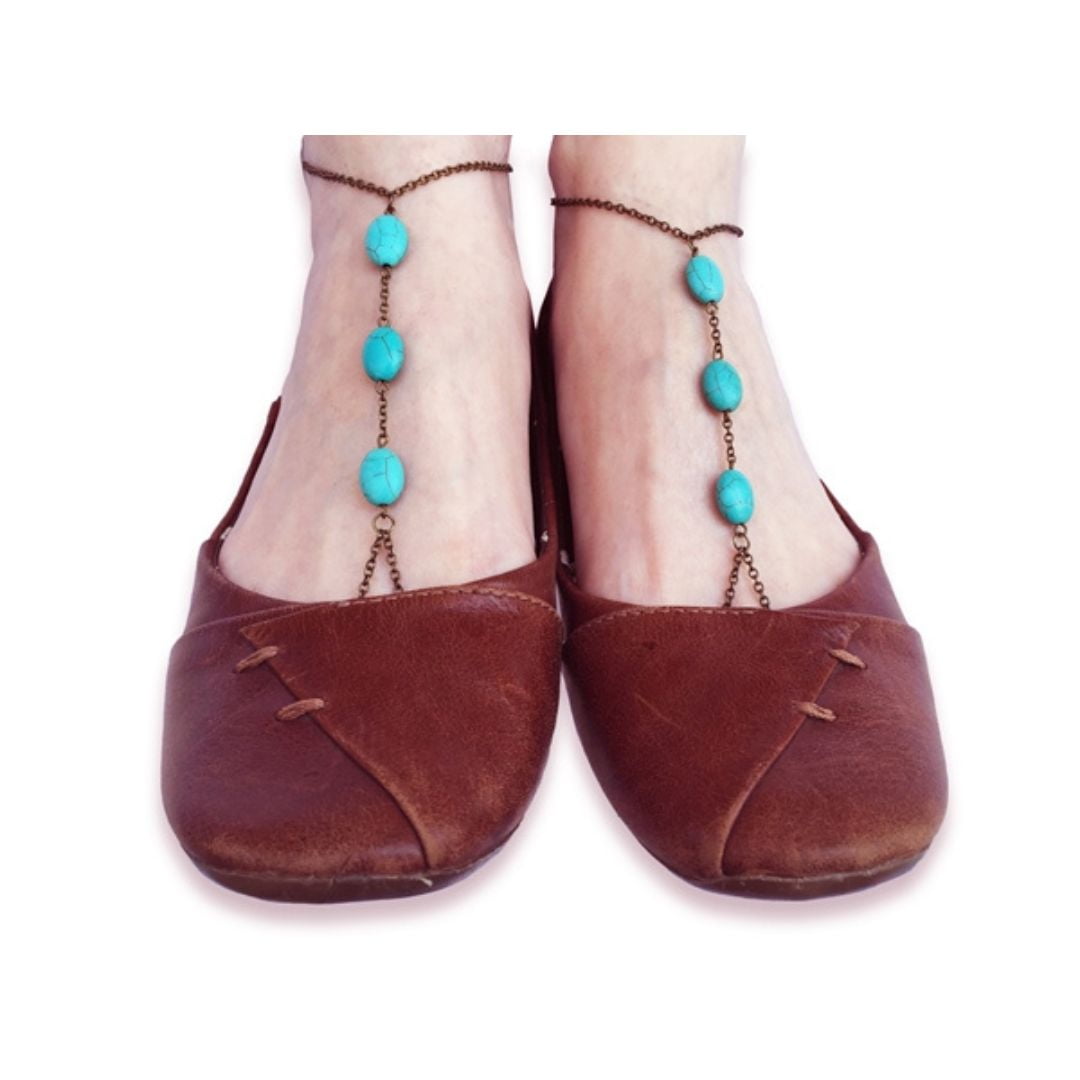 Turquoise Bead Sun Sandal - Anklet - Walmart.com