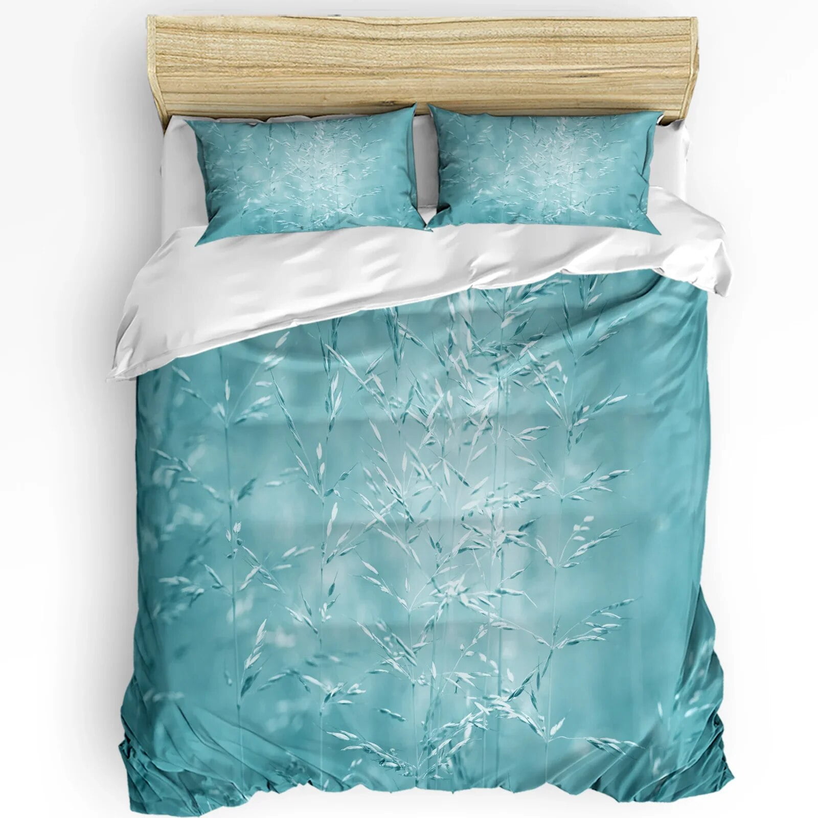 Turquoise Bedding Set For Bedroom Bed Home Retro Floral Background with ...