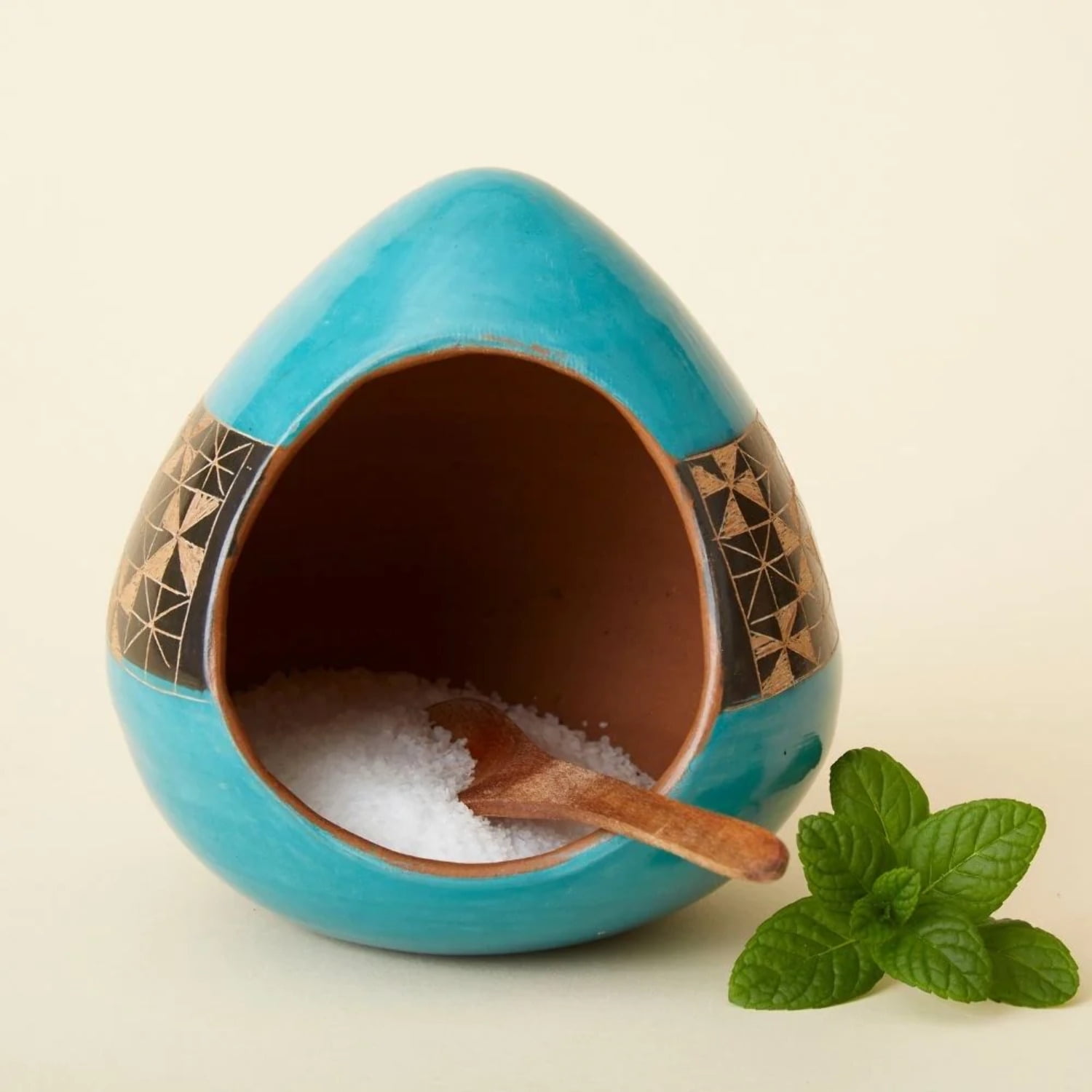 Turquoise Black Geometric Terracotta Salt Cellar - Walmart.com