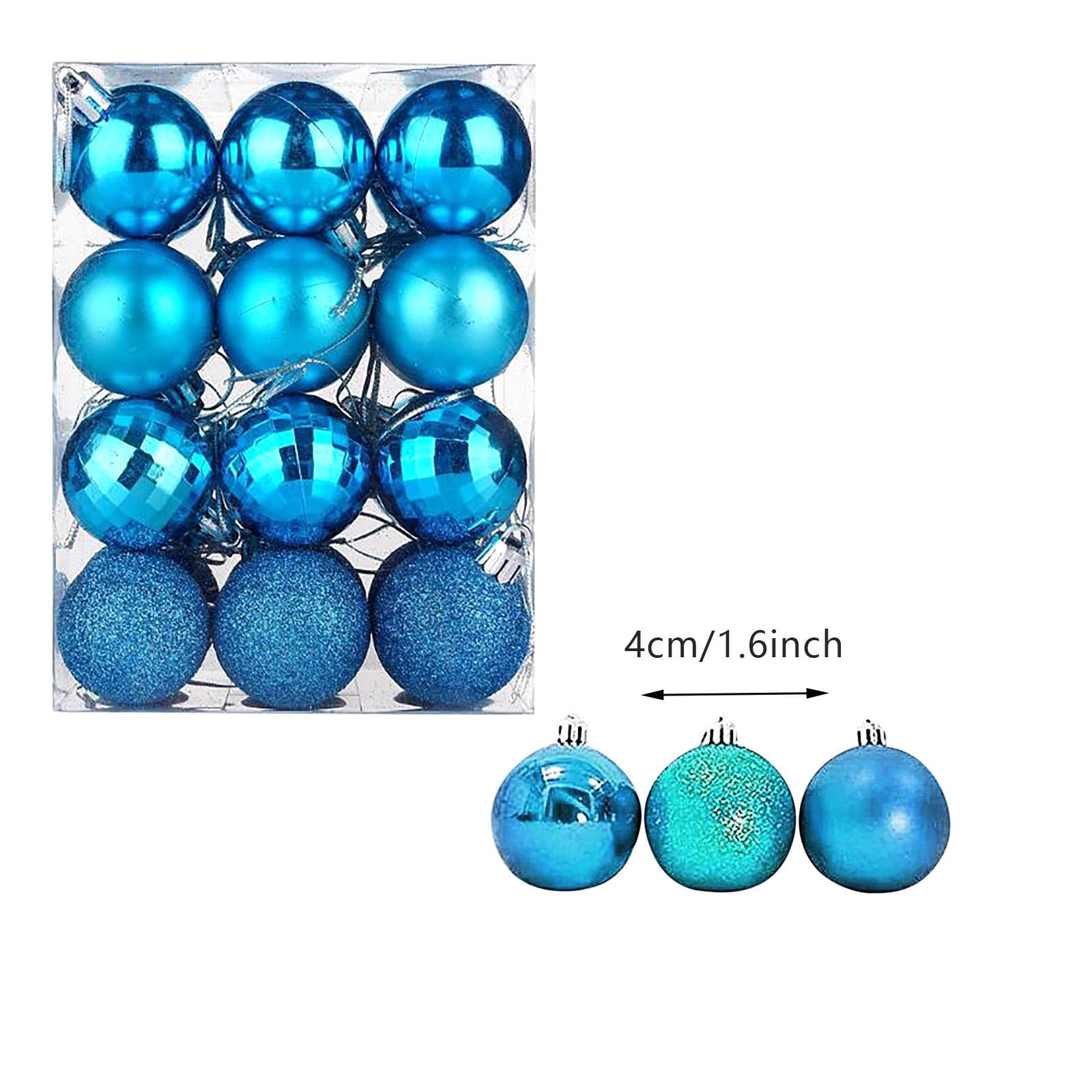 Turquoise Blue Christmas Ornaments 24 Pack 1.6 Inch Plastic Tree Decor ...