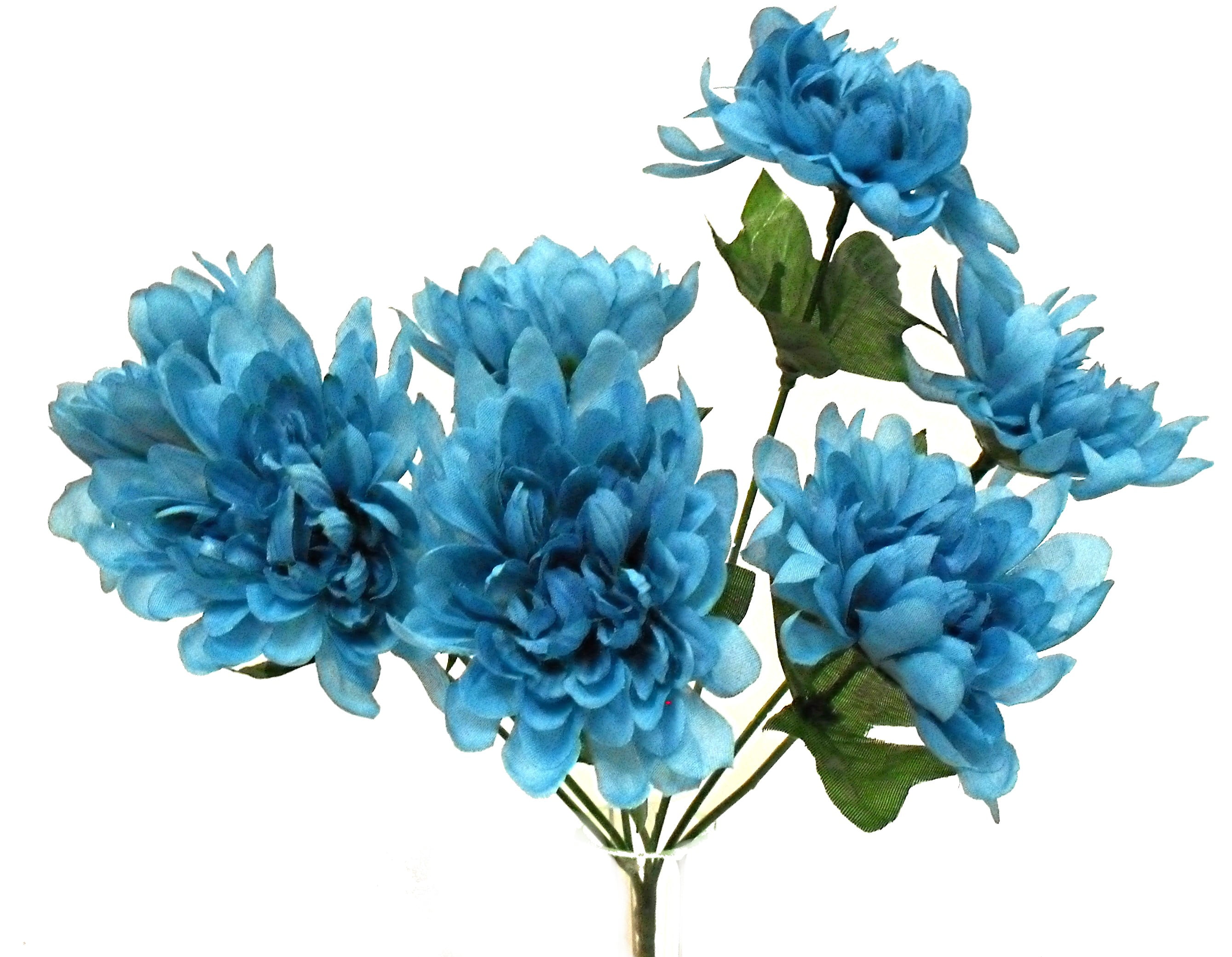 Turquoise Blue Decorative Mum 13in Artificial Polysilk Faux Fake Flower ...