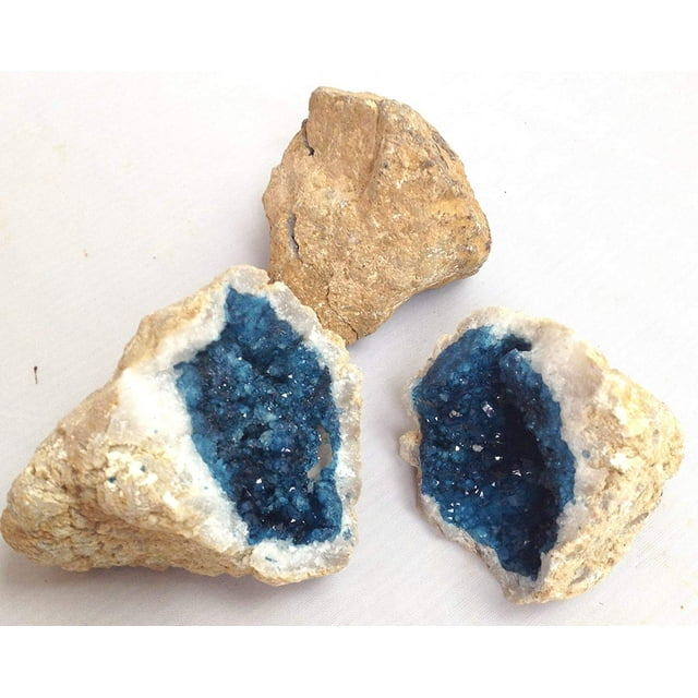 Turquoise Blue Dyed Purple Split Geode - Quartz Crystals - 2 Matching ...