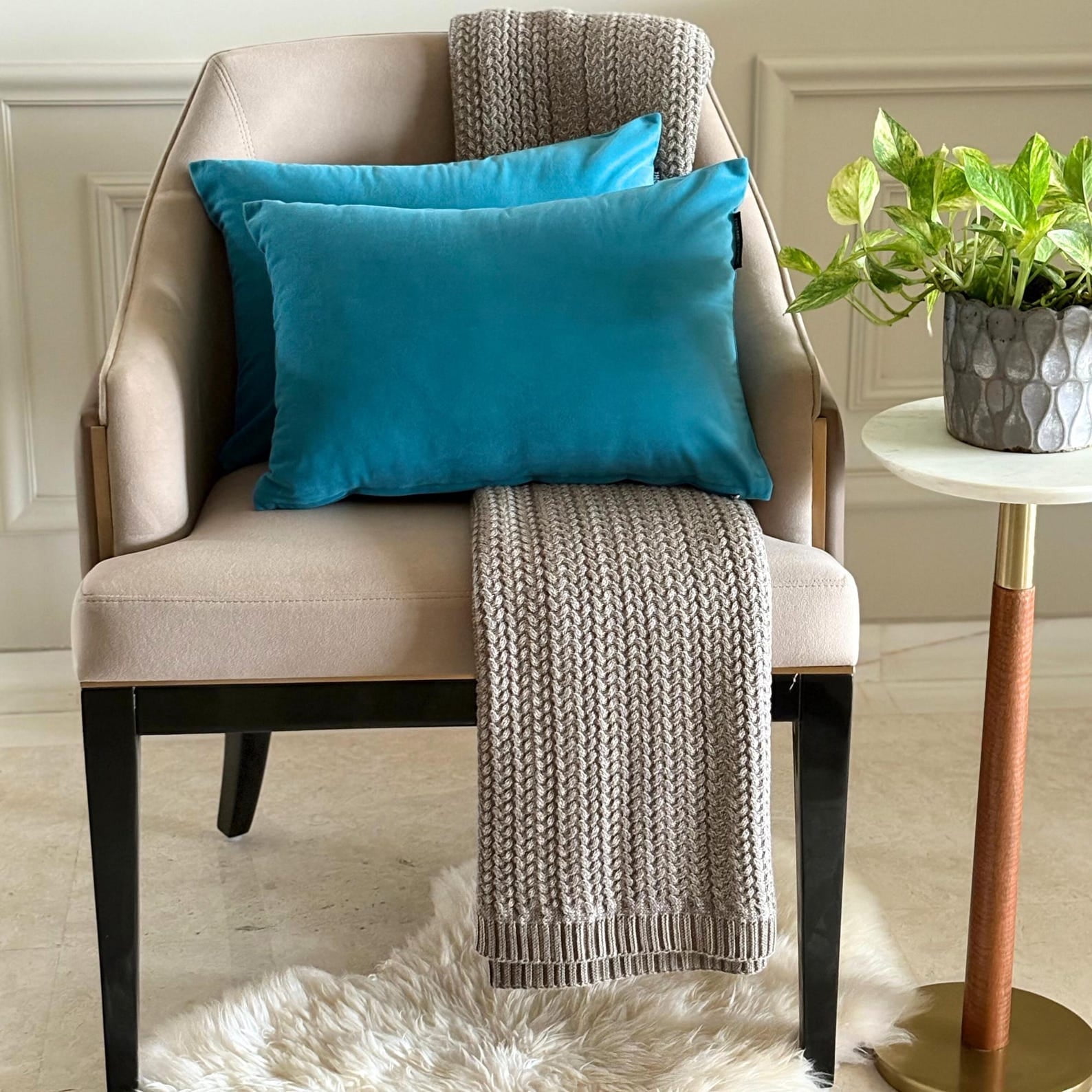 Turquoise Blue Luxury Lumbar Pillow Cover 20"x28" | Pack of 2 Modern ...