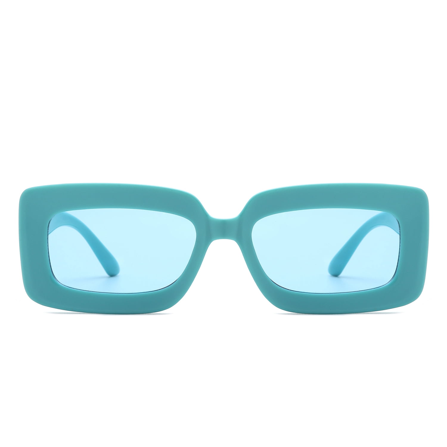 Turquoise Blue Square Sunglasses - Translucent Frame UV Protection ...