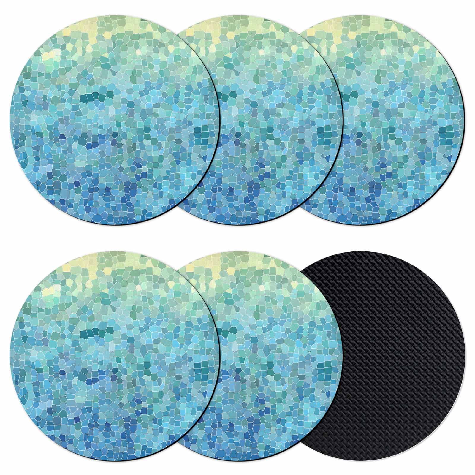 Turquoise Blue Teal Coasters Set of 6, Chic Stained Glass Texture ...