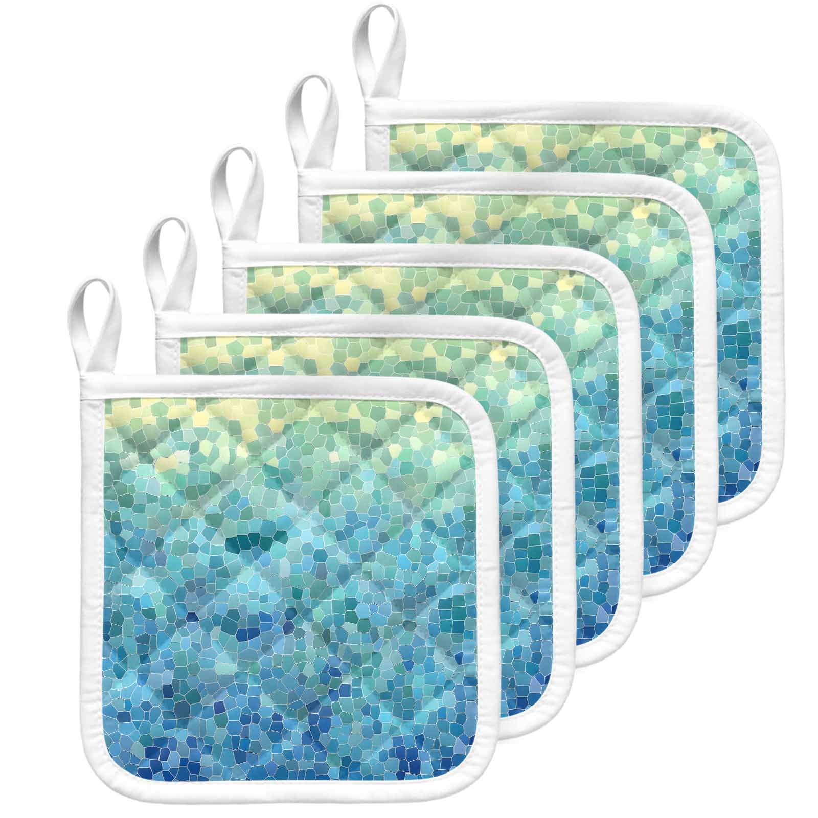 Turquoise Blue Teal Pot Holders for Kitchen Heatproof Potholder, 5 Pack ...