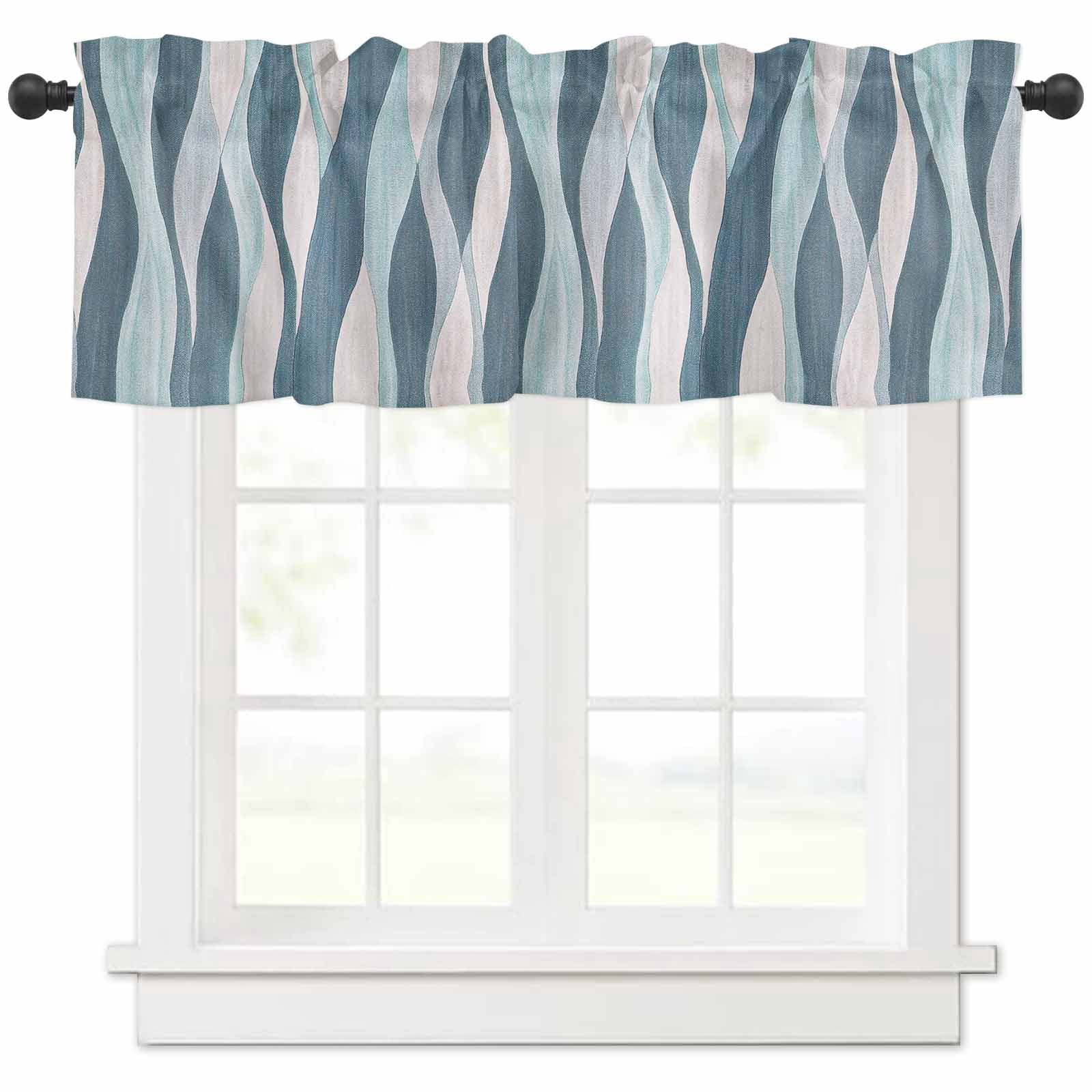 Turquoise Blue Valances for Windows Farmhouse Kitchen Curtains Valances ...