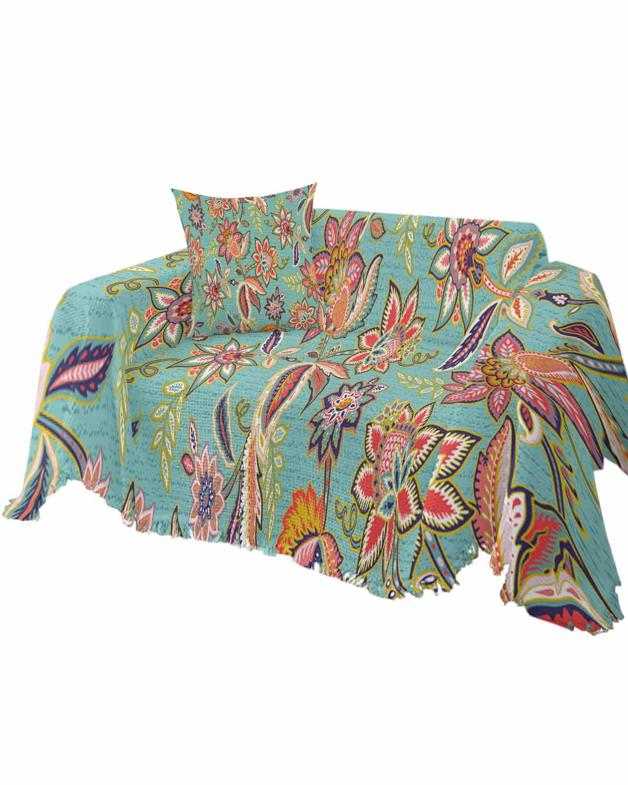 Turquoise Bohemian Sofa Couch Covers for Dog,Washable Sectional Couch ...