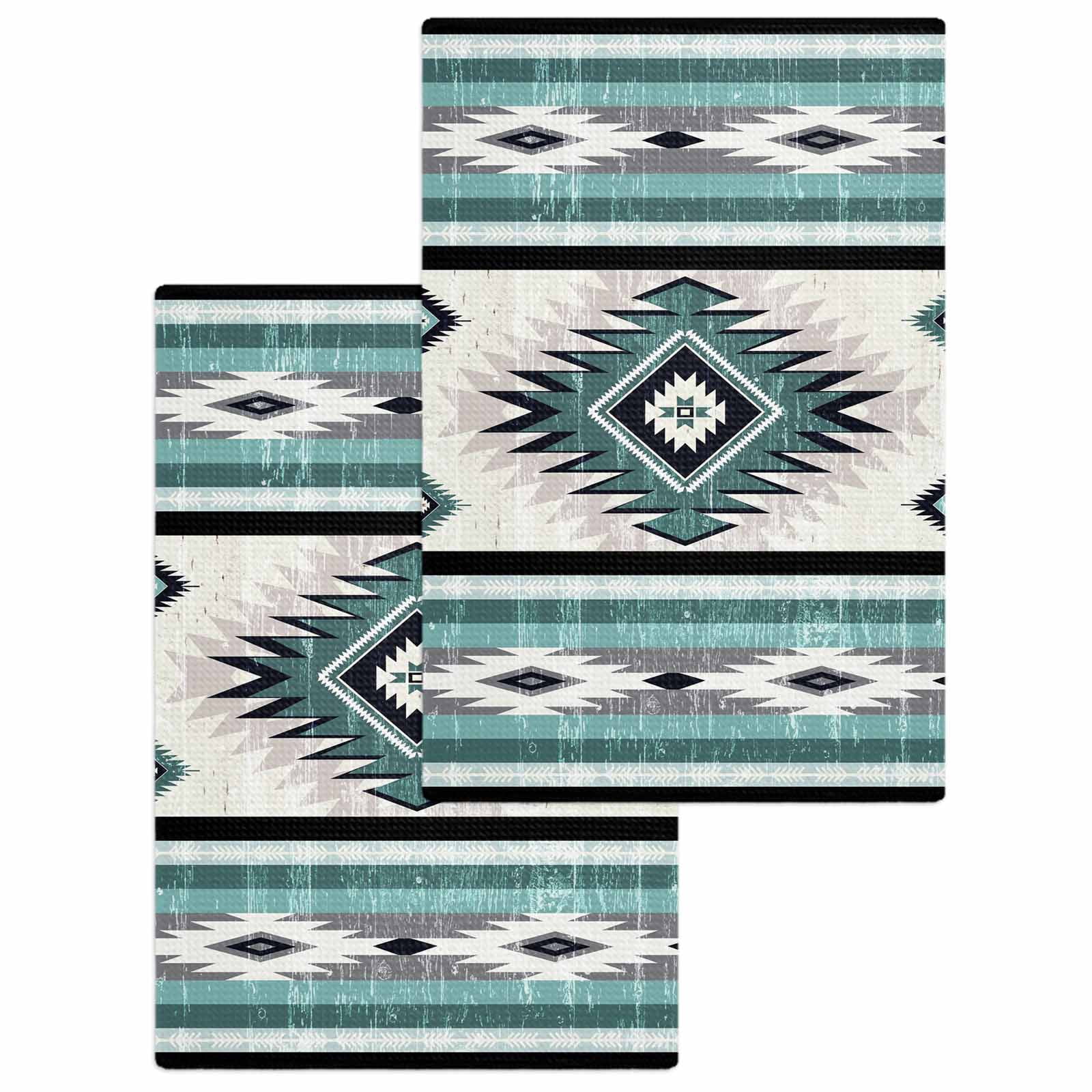 Turquoise Boho Kitchen Dish Towels for Drying Dishes Set of 2 ...