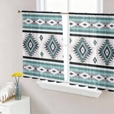 Turquoise Boho Semi Sheer Curtains 45 Inch Length 2 Panels Set ...