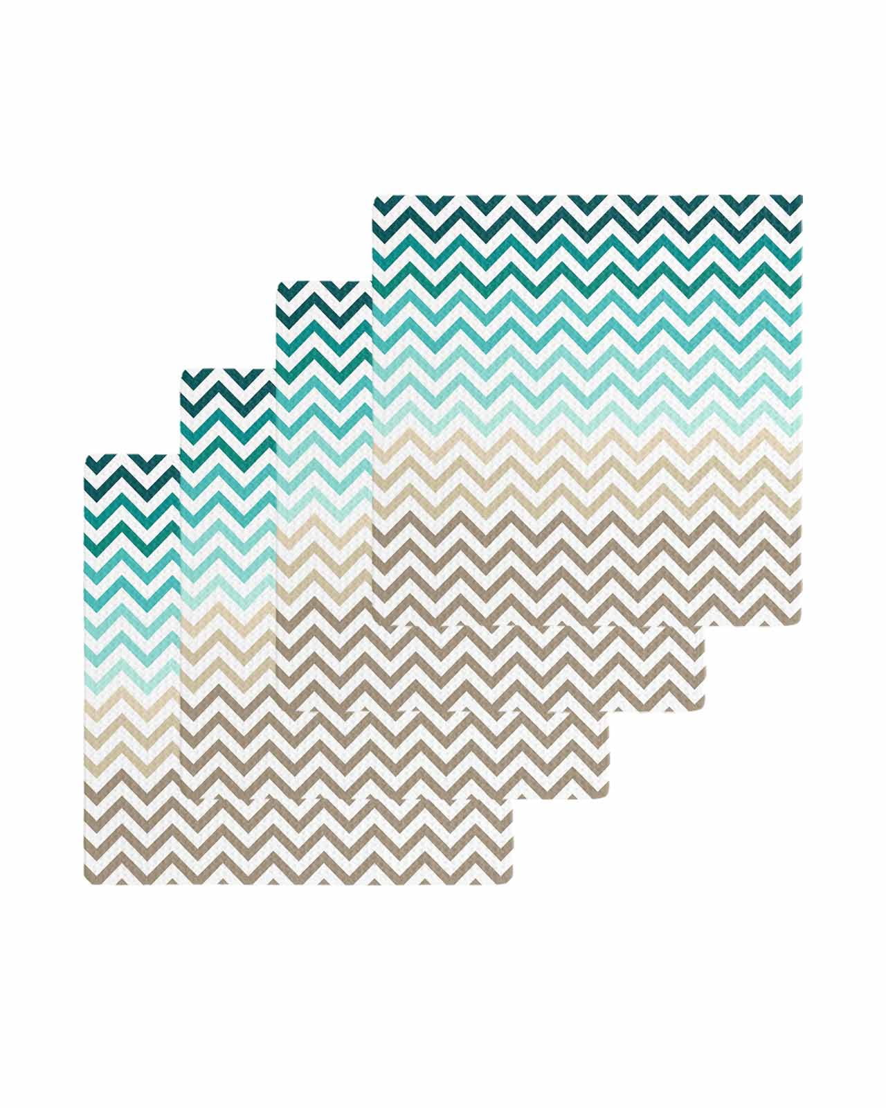Turquoise Brown Kitchen Dish Towels for Drying Dishes Set of 4 ...