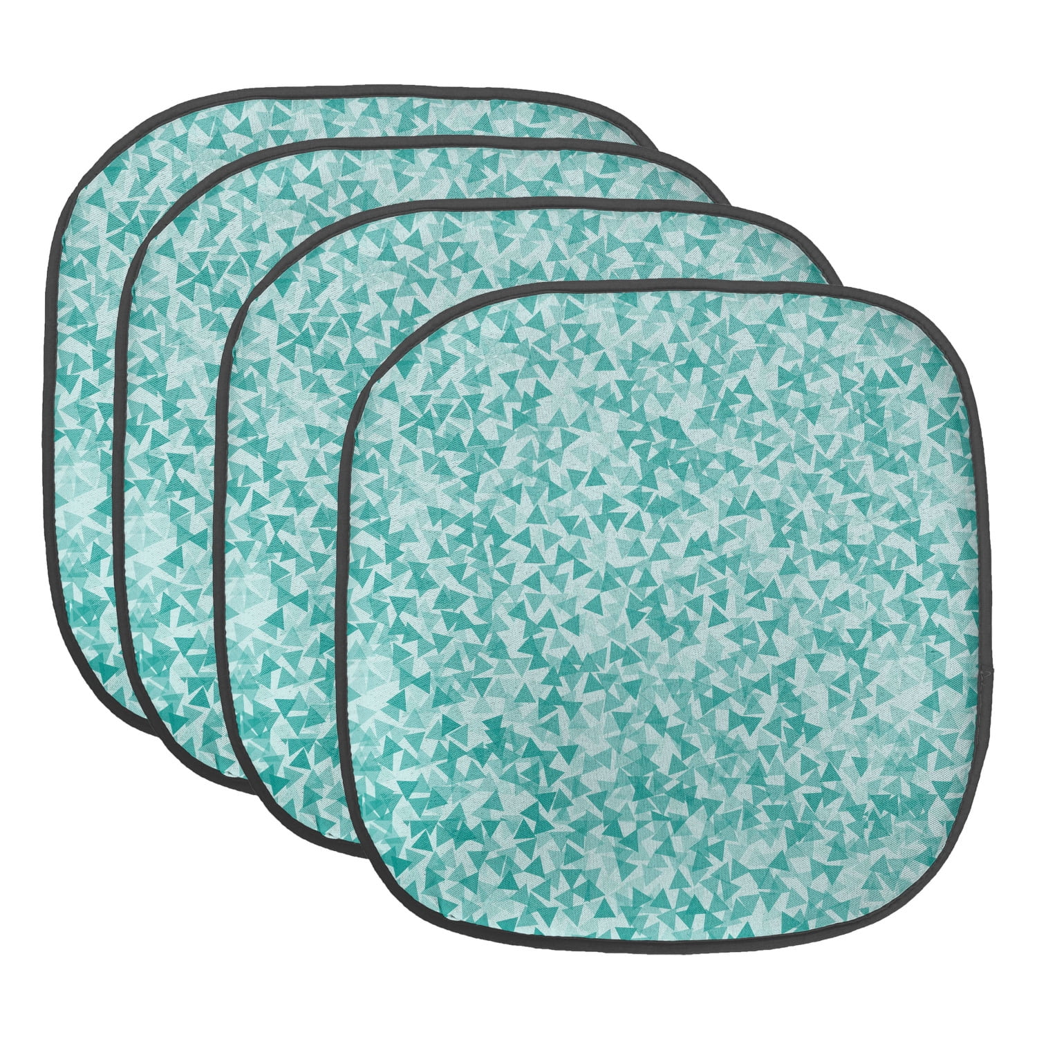 Turquoise Chair Seating Cushion Set of 4, Abstract Triangle Shape in ...