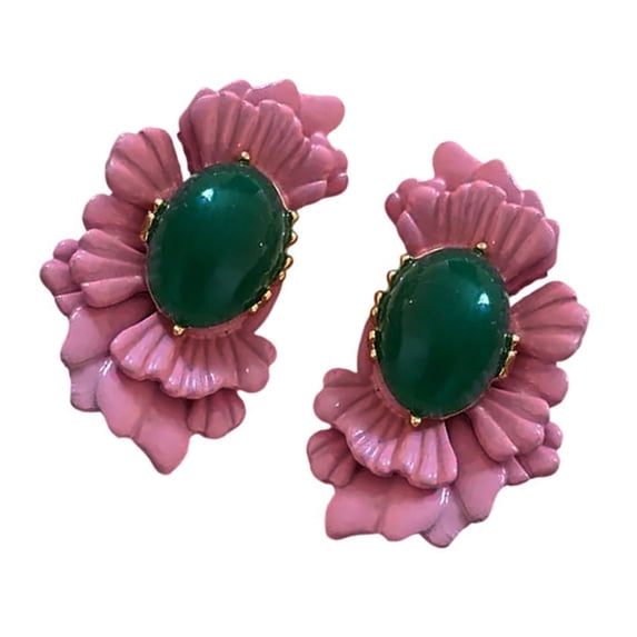 Turquoise Charm Earrings Flower Ear Studs For Women Alloy Jewelry ...