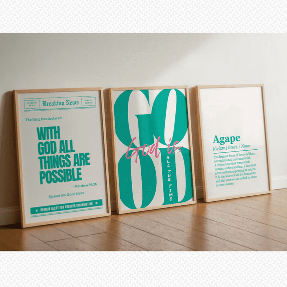 Turquoise Christian God Is Good Agape Poster Prints, Poster Only ...