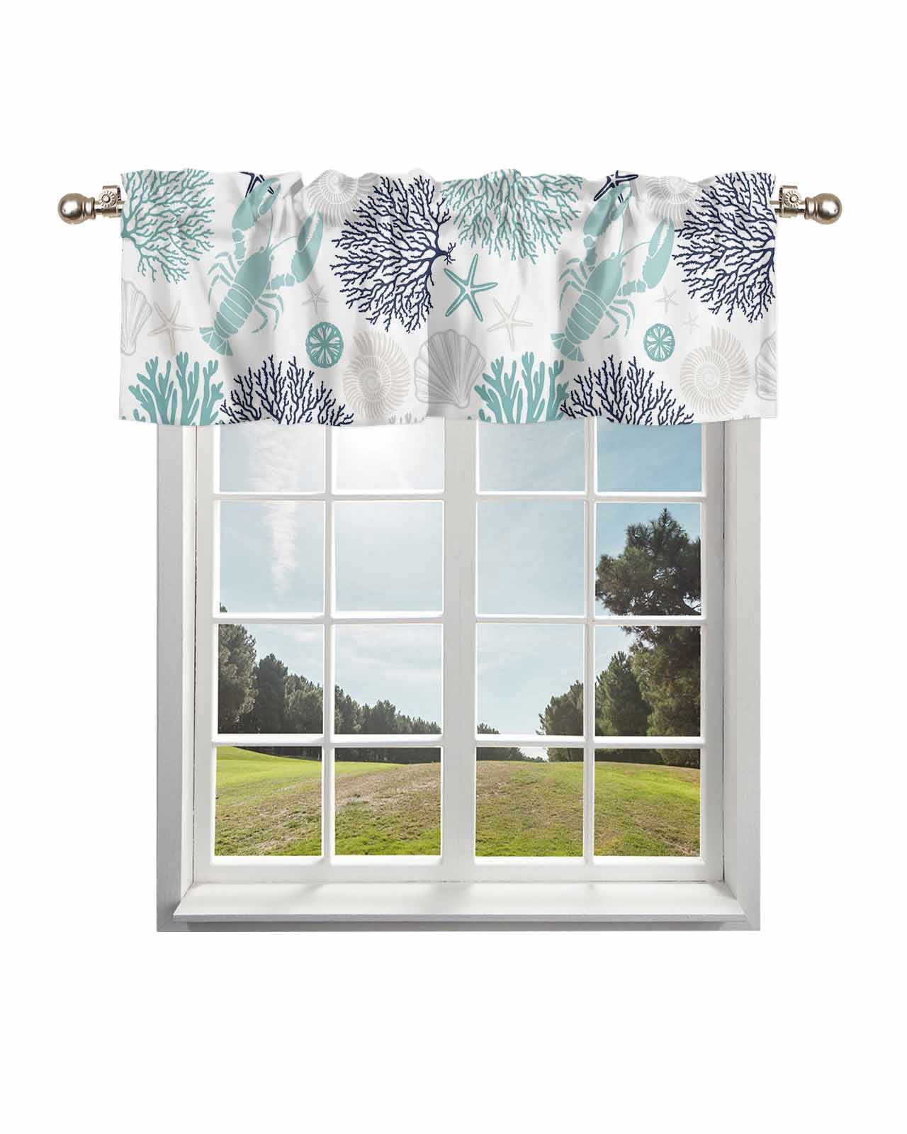 Turquoise Coastal Curtain Valance for Windows/Living Room/Kitchen ...