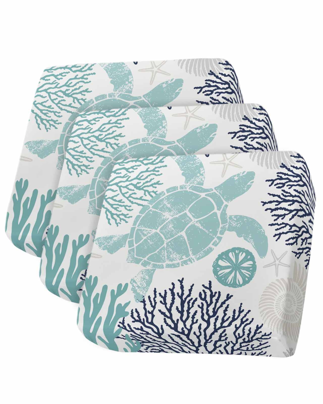 Turquoise Coastal Turtle Sofa Couch Cushion Covers Washable, Removable ...