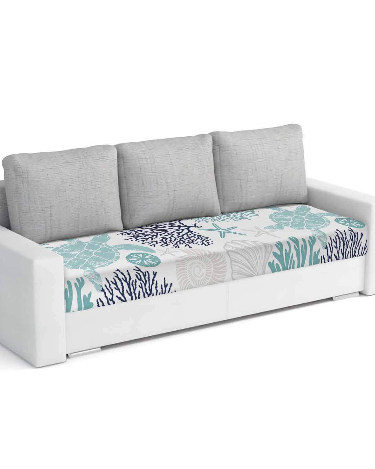 Turquoise Coastal Turtle Sofa Couch Cushion Covers Washable, Removable ...