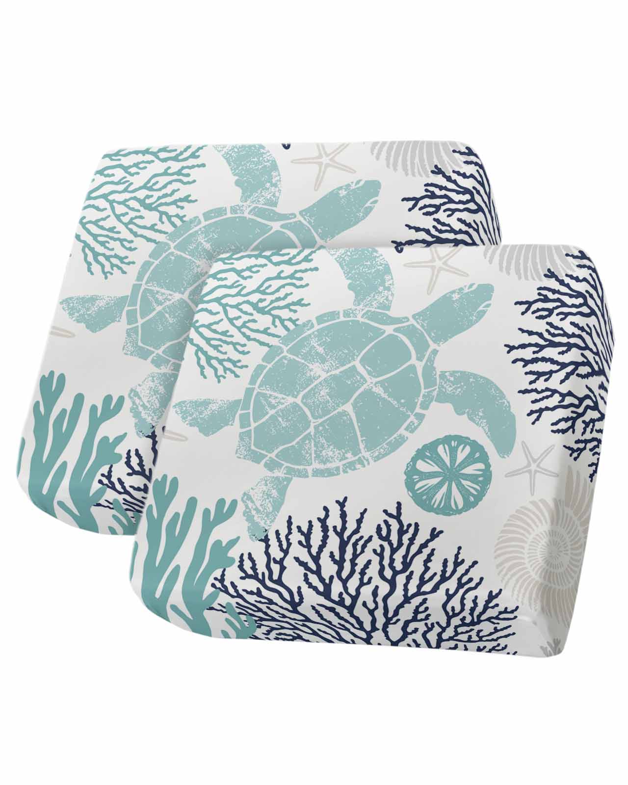 Turquoise Coastal Turtle Sofa Couch Cushion Covers Washable, Removable ...