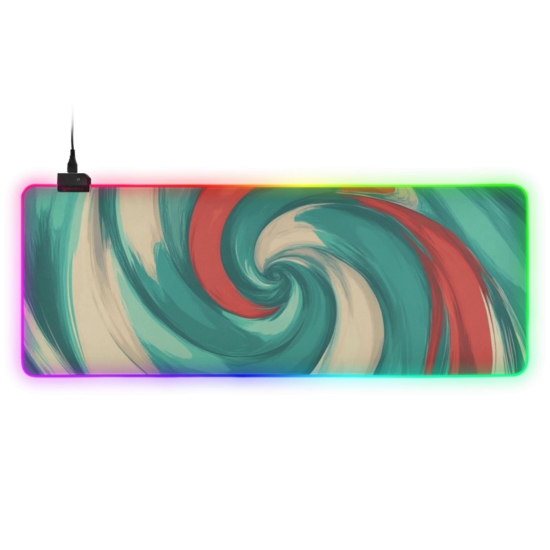 Turquoise Color Candy Spiral RGB Gaming Mouse Pad Large Keyboard Mat ...