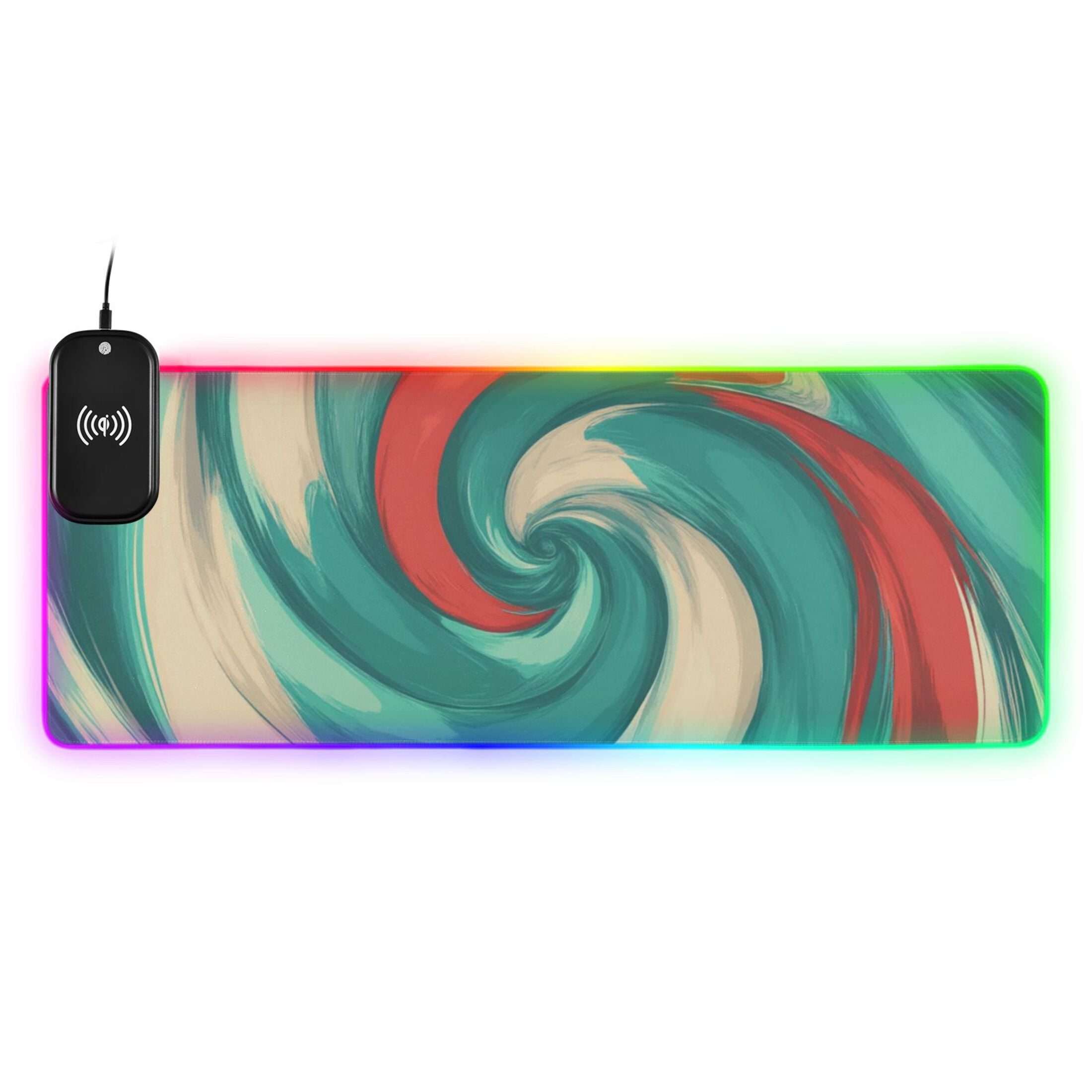 Turquoise Color Candy Spiral Wireless Charging RGB Gaming Mouse Pad ...