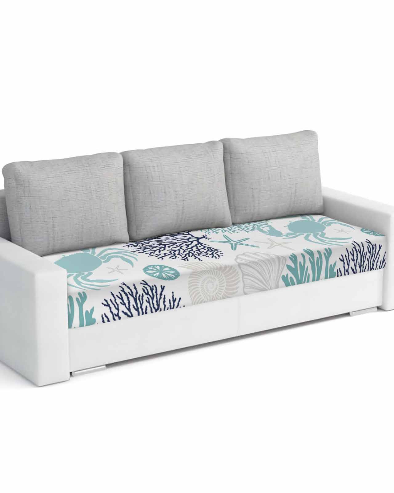 Turquoise Crab Coastal Sofa Couch Cushion Covers Washable, Removable ...