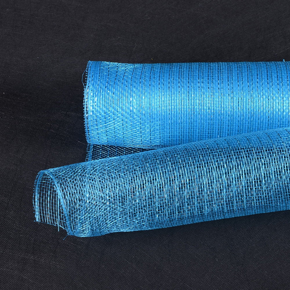 Turquoise - Deco Mesh Wrap Metallic Stripes - ( 21 Inch x 10 Yards ...