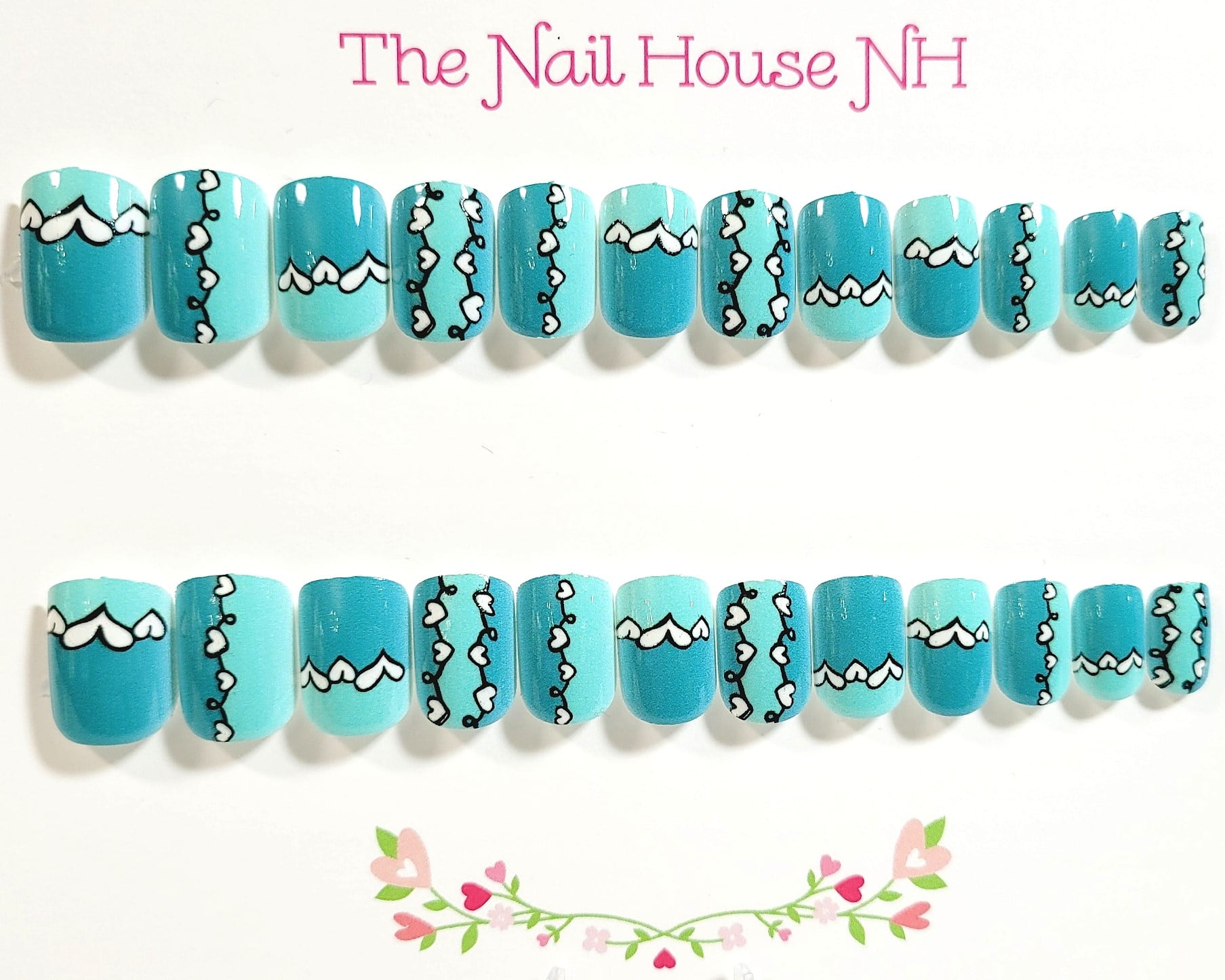 Turquoise Dreaming Glossy Short Square Press On Nails - 24 Pieces ...