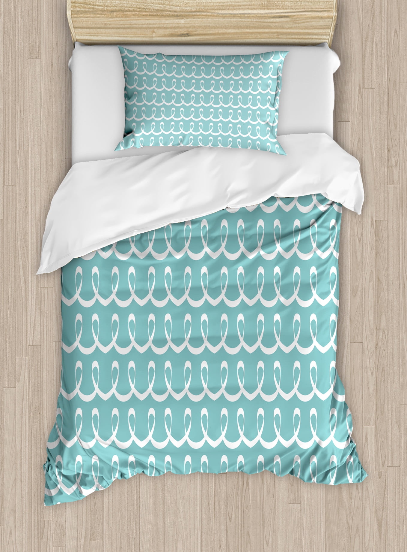Turquoise Duvet Cover Set, Party Themed Ocean Sealife Inspired Hand ...