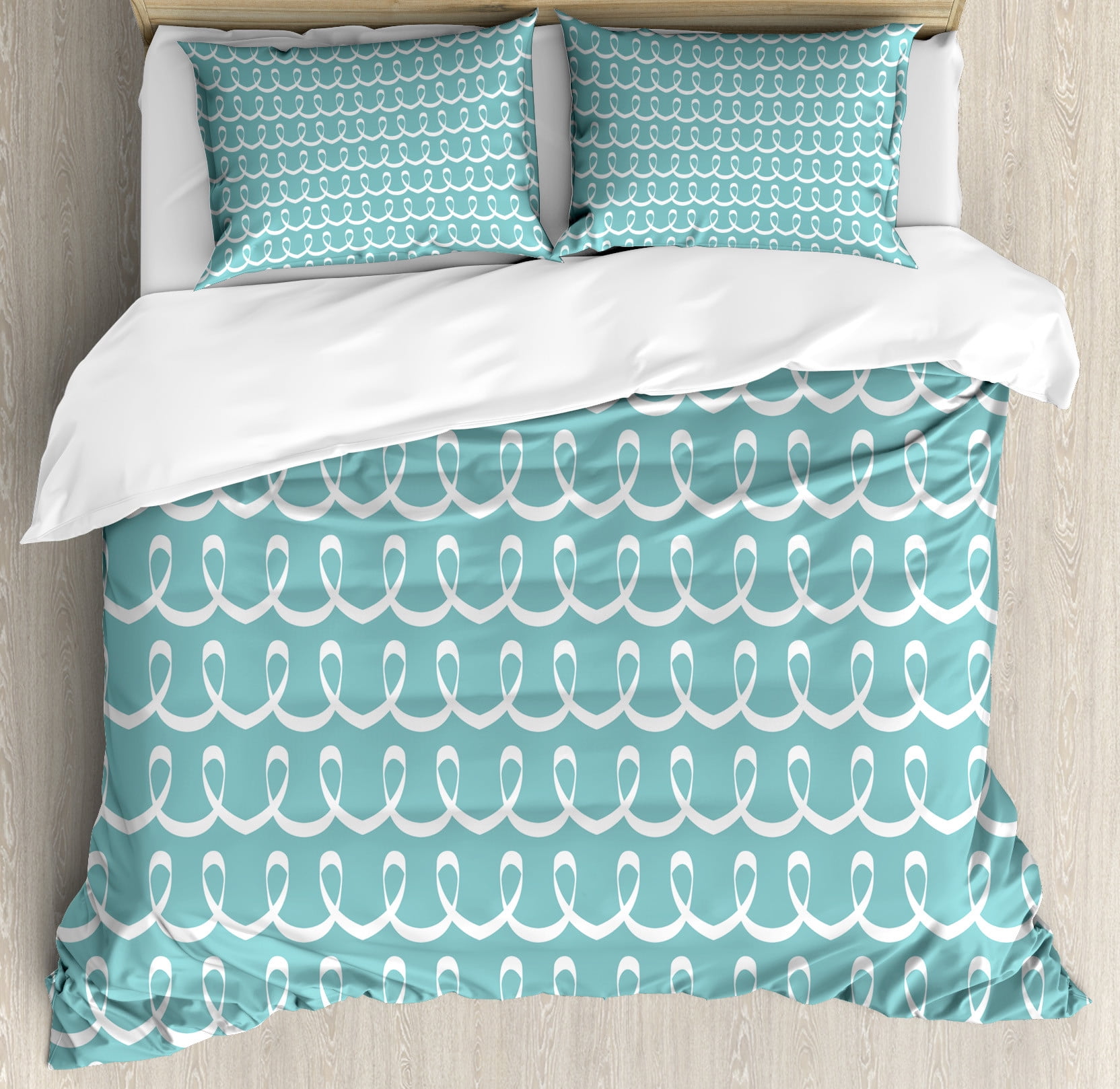 Turquoise Duvet Cover Set, Party Themed Ocean Sealife Inspired Hand ...