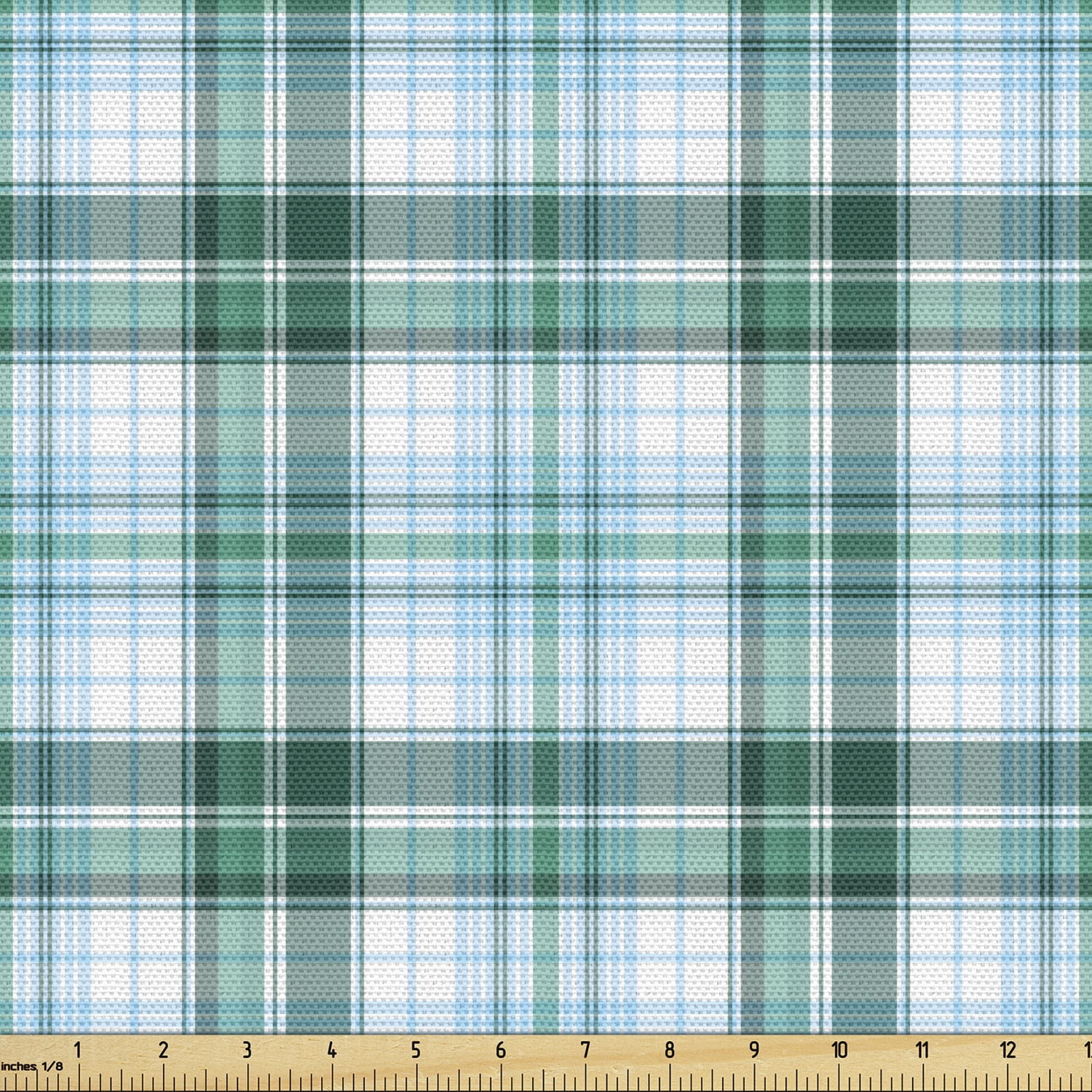 Ambesonne Turquoise Fabric by the Yard Upholstery, Checkered Tartan, 1 ...