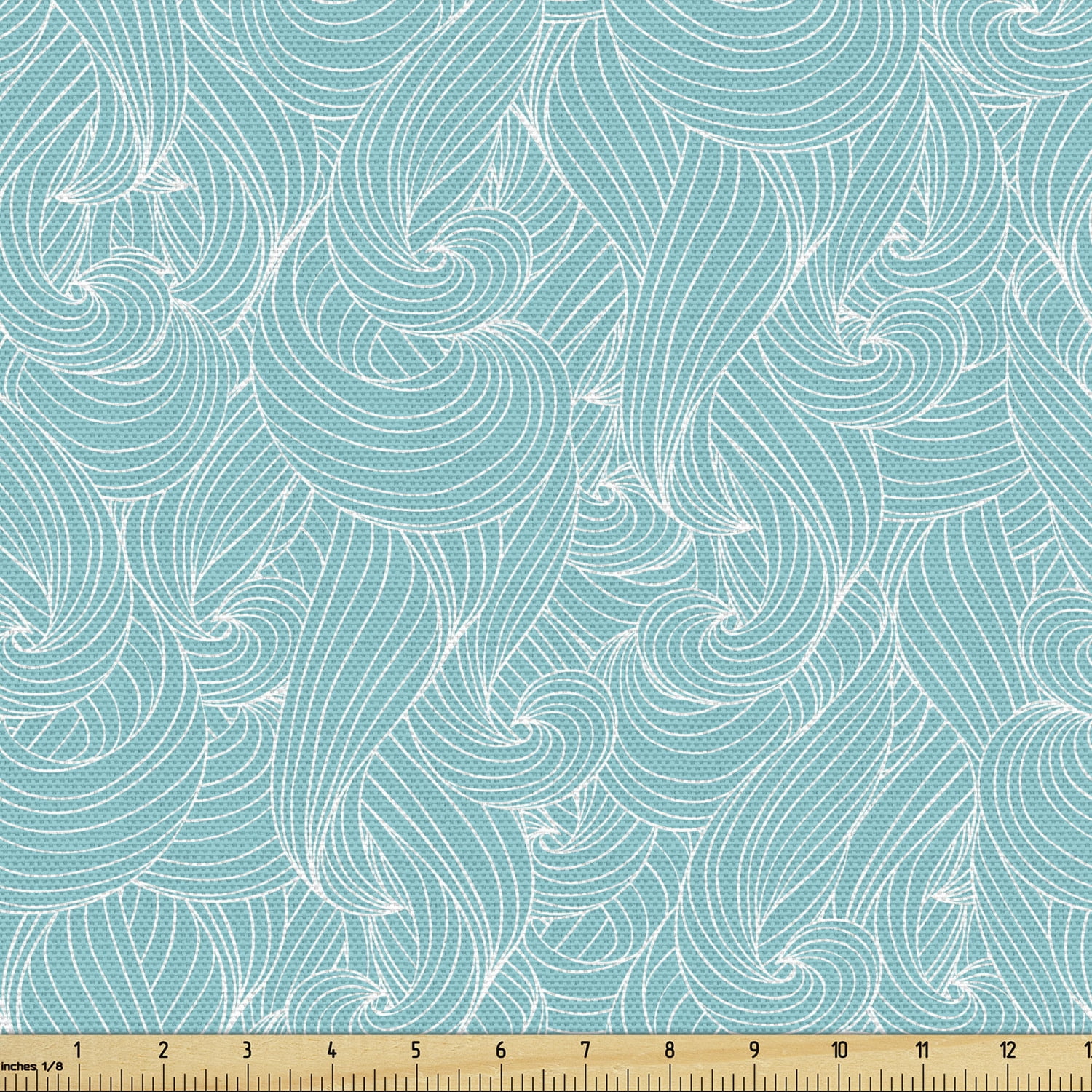 Ambesonne Turquoise Fabric by the Yard Upholstery, Sea Inspired Lines ...