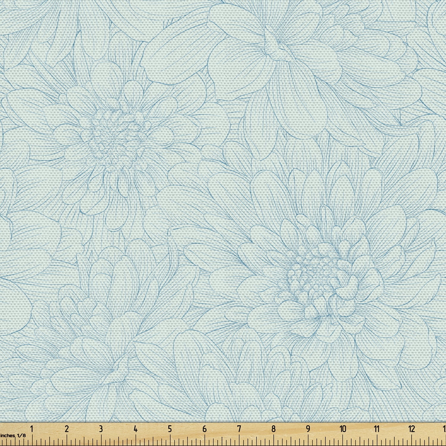 Ambesonne Turquoise Fabric by the Yard Upholstery, Hand Drawn Dahlia, 5 ...