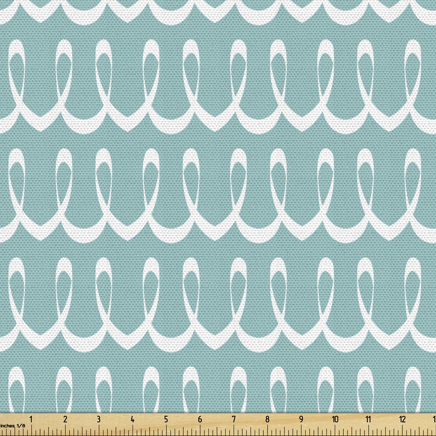 Ambesonne Turquoise Fabric by the Yard Upholstery, Sea Life Curved ...